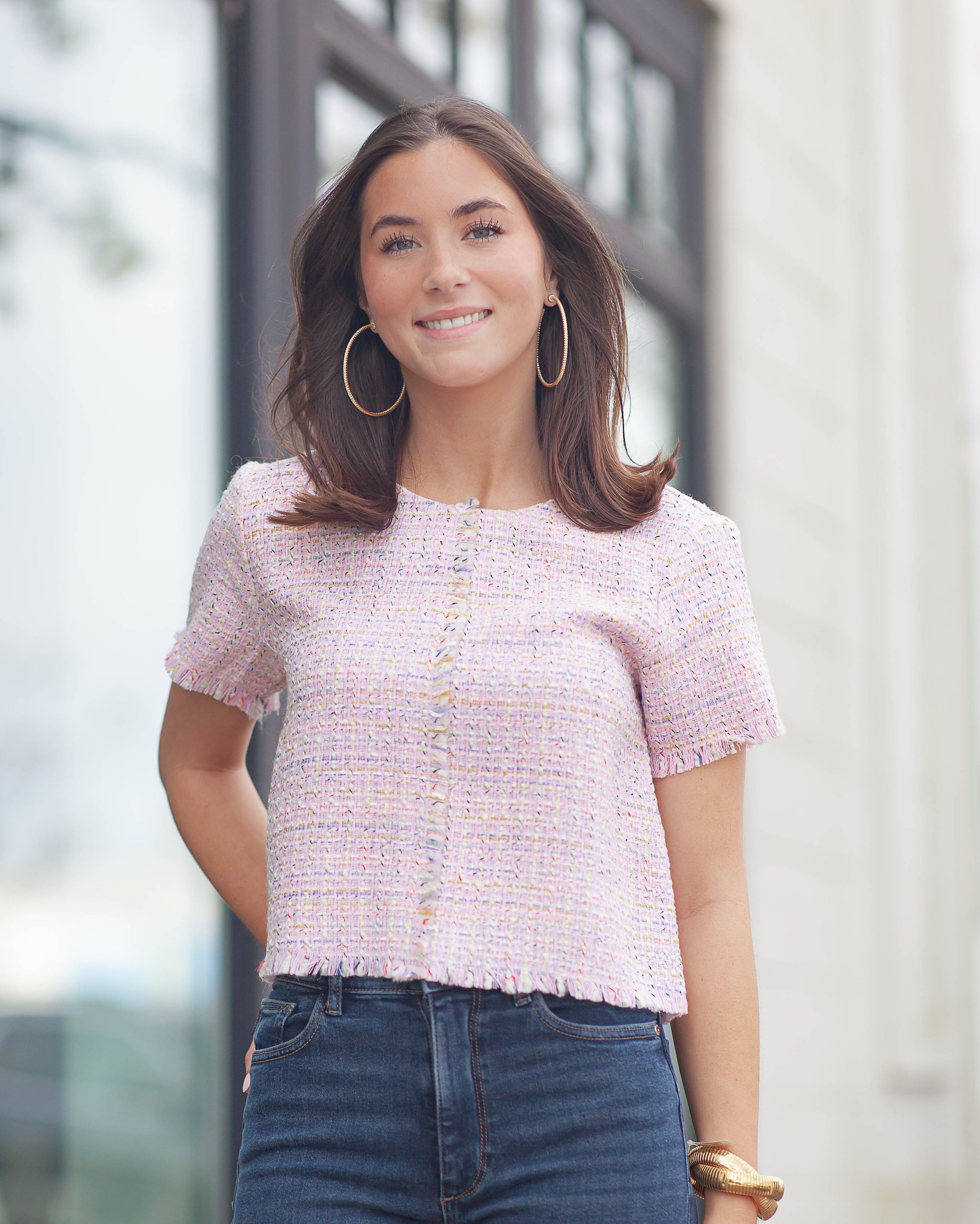 Addie Top-Blush Plaid – Sadie's of Fairhope
